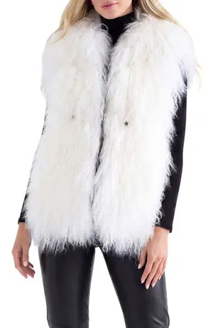 Gorski Reversible Shearling Vest With Cashmere And Wool Back - White/black