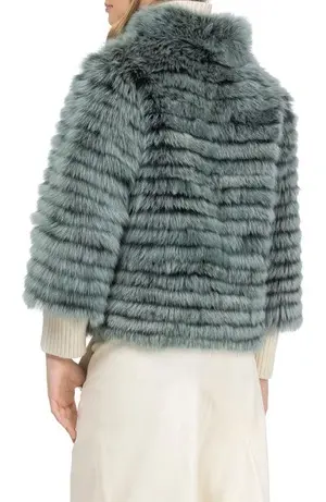Gorski Genuine Shearling Layered Jacket - Emerald Brisa