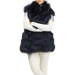 Gorski Genuine Shearling Vest - Navy