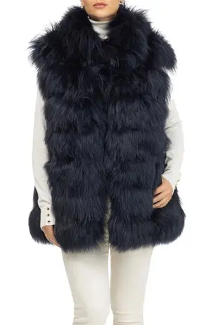 Gorski Genuine Shearling Vest - Navy