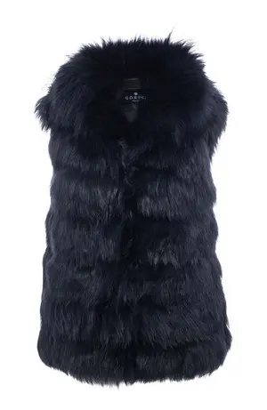 Gorski Genuine Shearling Vest - Navy