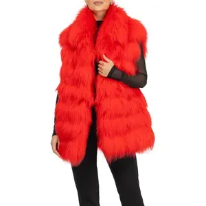 Gorski Genuine Shearling Vest - Red