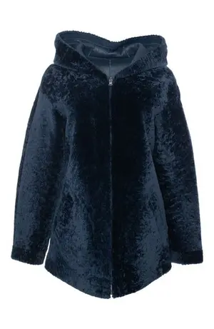 Gorski Textured Reversible Genuine Shearling Zip Parka