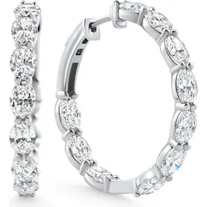 BLISS DIAMOND 6ct Oval Lab Grown Diamond Hoop Earrings - 14k White Gold