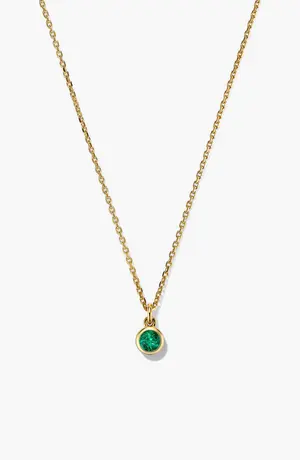 Mejuri Sia Birthstone Pendant Necklace - Lab Grown Emerald