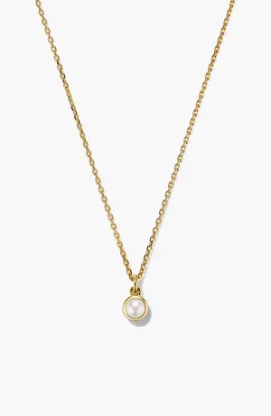 Mejuri Sia Birthstone Pendant Necklace - Pearl