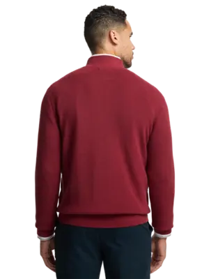 PAUL FREDRICK Cotton Full Zip Mock Neck Sweater Jacket - Burgundy