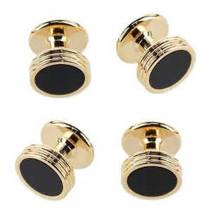 Trafalgar Xaviar Ring Detailed Circular Cufflink Stud Set