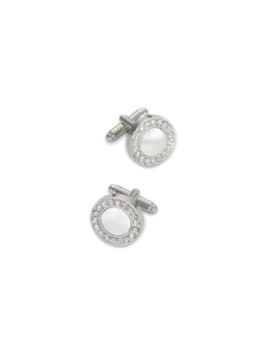 PAUL FREDRICK Mother Of Pearl & Crystal Cufflinks - Silver