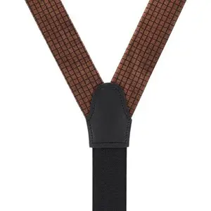 Trafalgar Bradford Neat Square Silk Formal End Suspenders - Brown