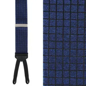 Trafalgar Bradford Neat Square Silk Formal End Suspenders - Navy Blue