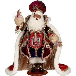 MARK ROBERTS African American Christmas Jewel Santa - Burgundy