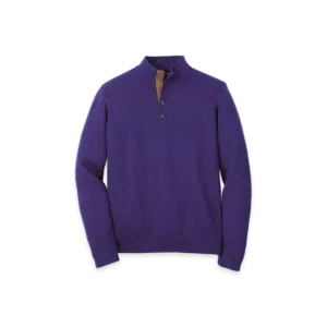 PAUL FREDRICK Supima Cotton Four-button Mock Neck Sweater - Plum