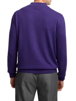 PAUL FREDRICK Supima Cotton Four-button Mock Neck Sweater - Plum