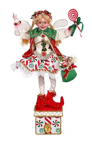 MARK ROBERTS Peppermint Party Fairy Stocking Holder - Red