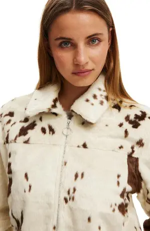 COTTON ON Cow Faux Fur Jacket