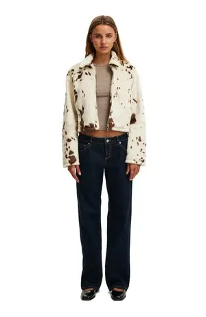 COTTON ON Cow Faux Fur Jacket