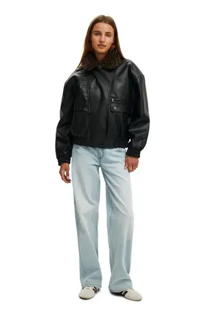 COTTON ON Faux Leather Darcy Bomber - Black
