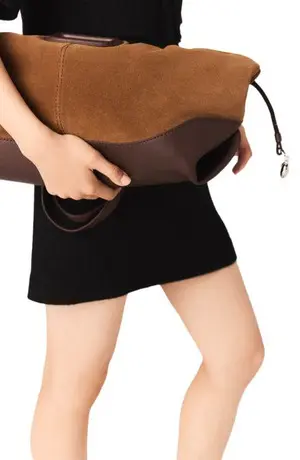 Maje Leather And Suede Milpli Tote Bag