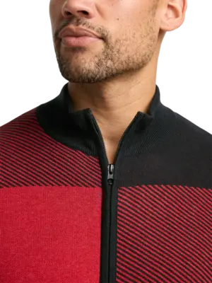 PAUL FREDRICK Cotton Full Zip Mock Neck Sweater