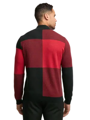 PAUL FREDRICK Cotton Full Zip Mock Neck Sweater