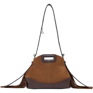Maje Miss M Mini Bag In Leather And Suede - Camel/brown