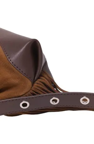 Maje Miss M Mini Bag In Leather And Suede - Camel/brown