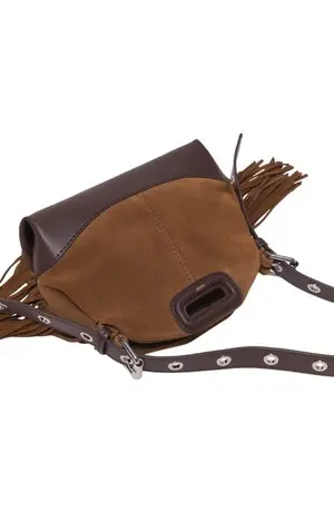 Maje Miss M Mini Bag In Leather And Suede - Camel/brown