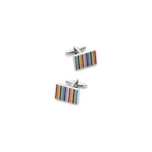 PAUL FREDRICK Enamel Stripe Cufflinks - Multi