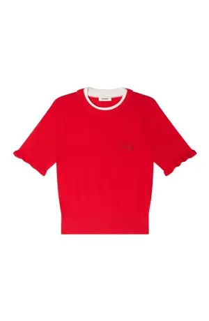 Sandro Contrast Collar Wool Sweater