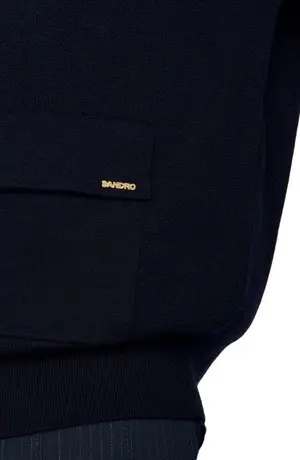 Sandro V-neck Wool Jumper - Navy Blue
