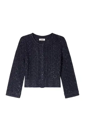 Sandro Strass Knit Cropped Cardigan