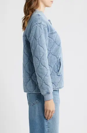 CITY BLUES Quilted Denim Bomber Jacket