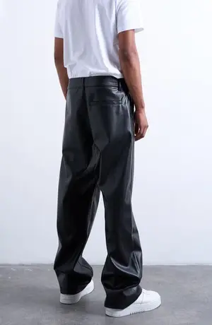 Topman Baggy Fit Faux Leather Trousers