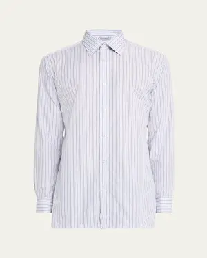 Charvet Cotton Multi-stripe Sport Shirt - Gray