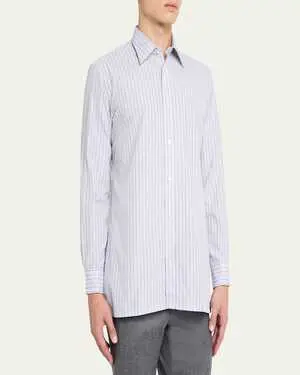 Charvet Cotton Multi-stripe Sport Shirt - Gray