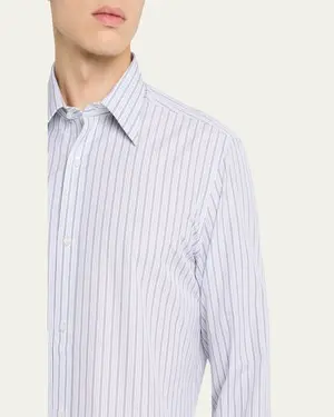 Charvet Cotton Multi-stripe Sport Shirt - Gray