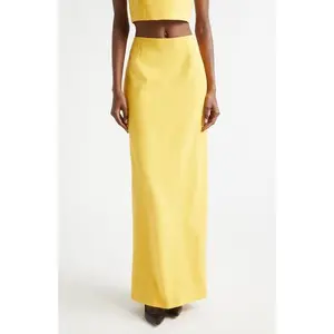 Carolina Herrera Stretch Virgin Wool Column Skirt - Daffodil
