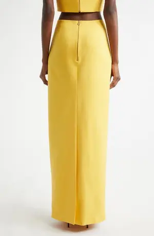 Carolina Herrera Stretch Virgin Wool Column Skirt - Daffodil