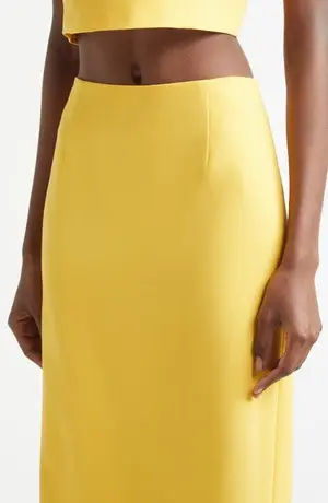 Carolina Herrera Stretch Virgin Wool Column Skirt - Daffodil