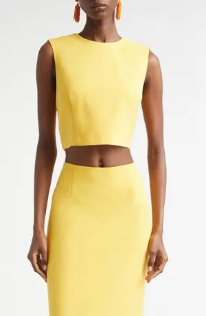 Carolina Herrera Stretch Virgin Wool Crop Top - Daffodil