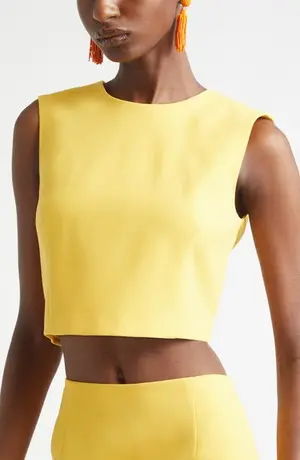 Carolina Herrera Stretch Virgin Wool Crop Top - Daffodil