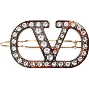 Valentino Garavani Vlogo Signature Crystal Barrette - Silver Multi