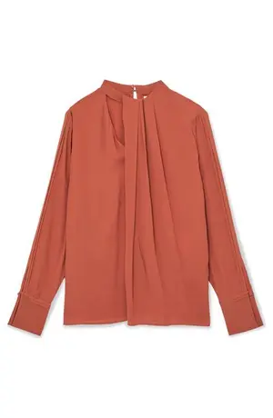 REISS Marta Drape Cutout Crepe Top