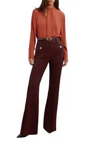 REISS Marta Drape Cutout Crepe Top