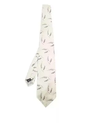 Dolce & Gabbana Floral-embroidered Silk Tie - Neutrals
