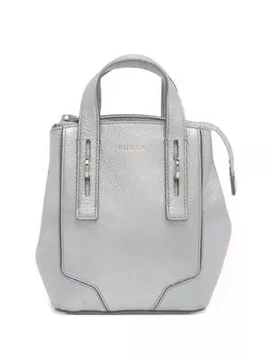 Furla Mini Perla Leather Tote Bag - Silver