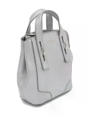 Furla Mini Perla Leather Tote Bag - Silver