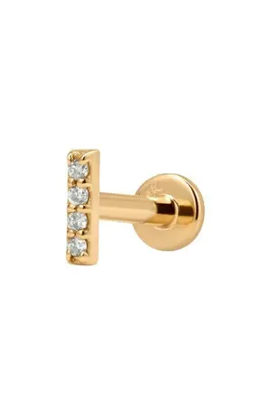 MADE BY MARY 14k Diamond Bar Stud Earring - 14k Solid Gold
