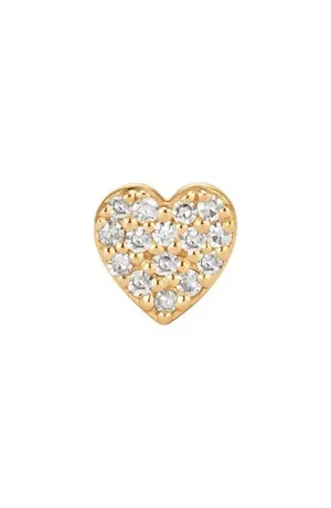 MADE BY MARY 14k Diamond Heart Stud Earring